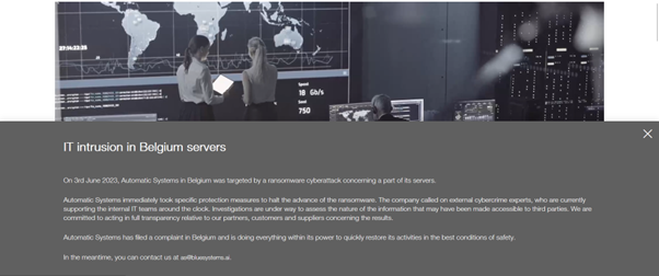 ALPHV Claims The Automatic Systems Ransomware Attack