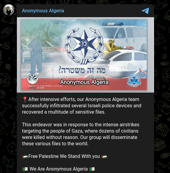 Anonymous Algeria Claims Cyberattack On Israel Police!