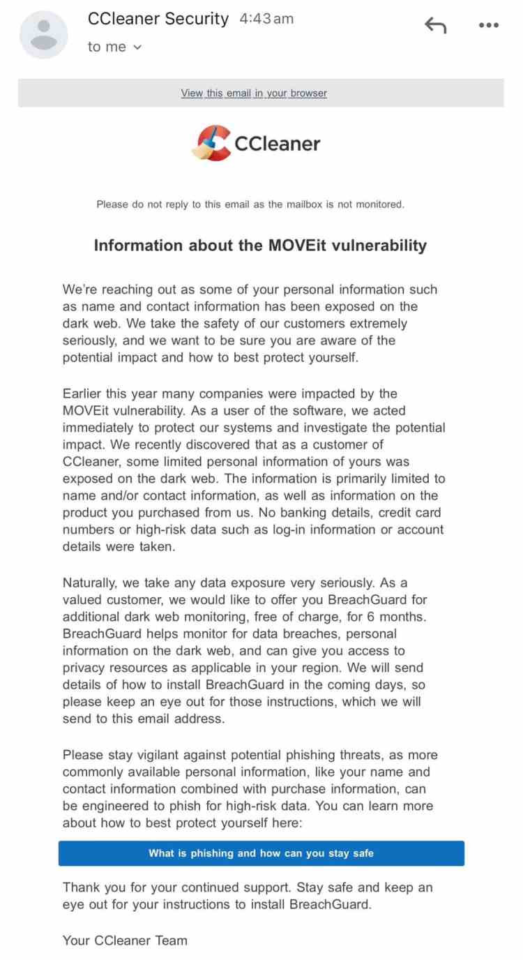 CCleaner Data Breach: Security Response & Free Monitoring