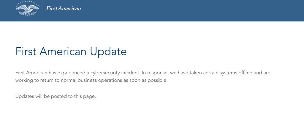 First American Cyberattack Confirmed, Firm Halts Systems