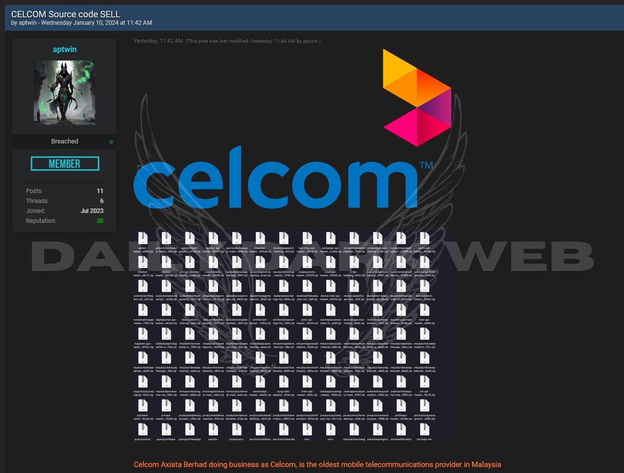 Cyberattack On Celcom: Source Code For Sale At US$4000