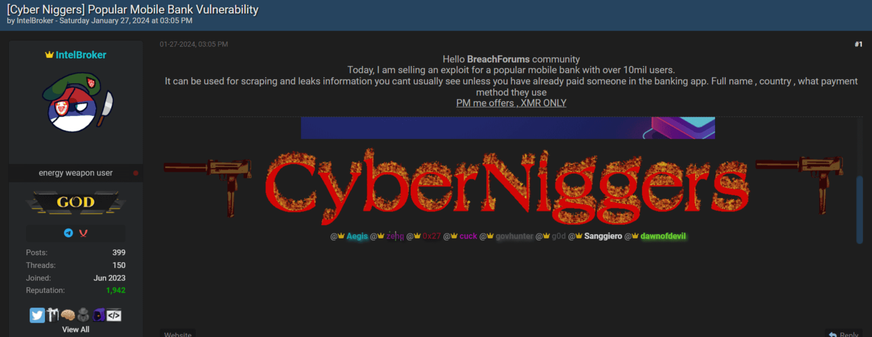 IntelBroker And Cyber Niggers: Combined Cyberattack Claims