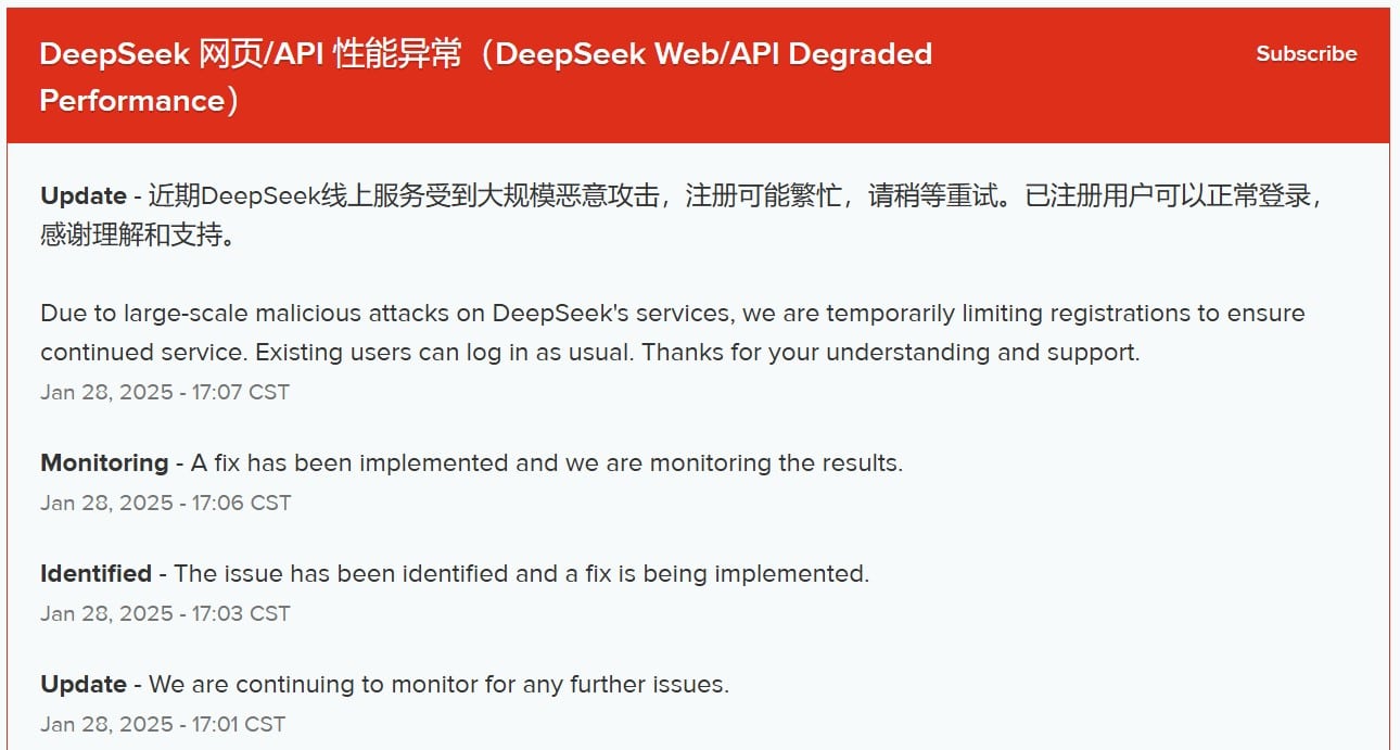 DeepSeek Claims ‘Malicious Attacks’ After AI Breakthrough Upends NVIDIA ...